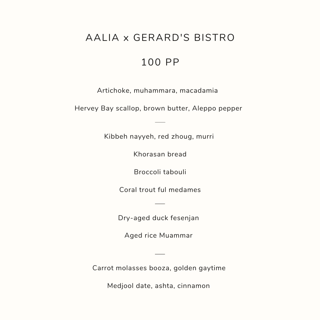 aalia x gerard’s bistro - esca